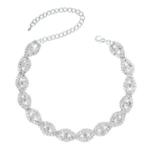 miraculous garden silver plated rhinestone crystal statement choker necklace jewelry gifts fit with wedding dress party