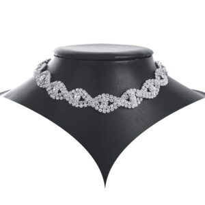 Miraculous Garden Silver Plated Rhinestone Crystal Statement Choker Necklace Jewelry Gifts fit with Wedding Dress Party