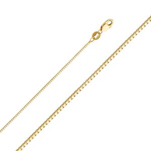 ioka - real solid 14k yellow gold 0.8mm box chain necklace for women with lobster clasp - 16"