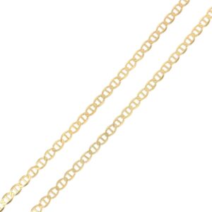 Ioka - 14K REAL Yellow Solid Gold 2.5mm Flat Mariner Chain Necklace with Lobster Clasp - 24"