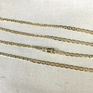 Ioka - 14K REAL Yellow Solid Gold 2.5mm Flat Mariner Chain Necklace with Lobster Clasp - 24"