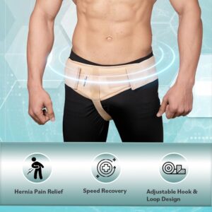 Wonder Care- Inguinal Hernia Support Truss for Single Inguinal or Sports Hernia with one Removable Compression Pads & Adjustable Groin Straps Surgery & Injury Recover A-103 Right-XL