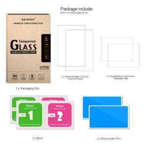 AKWOX (4-Pack) Tempered Glass Top LCD Screen Protector + HD Clear Crystal Buttom LCD Screen Protective Filter compatible with for New Nintendo 2DS XL [2 GLASS Top, 2 PET Bottom]