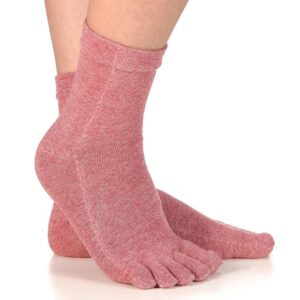 Meaiguo Women's Toe socks Cotton Crew Five Finger Socks For Running Athletic 4 Pack(ABL)