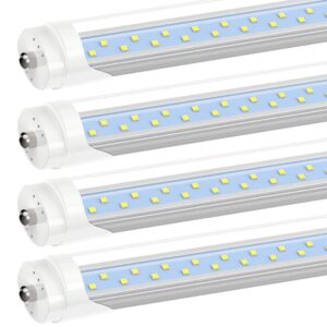 jesled t8/t10/t12 8ft led tube light bulbs, 50w 6000lm, 5000k daylight white, 8 foot single pin fa8 led fluorescent replacement for shops garage light fixtures, etl listed, remove ballast (4-pack)