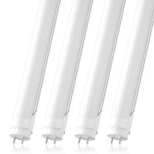 jesled t8 t12 4ft led type b light bulbs, 24w 5000k daylight, 3000lm, 4 foot fluorescent tube replacement, etl listed, double row, frosted, dual-end powered, remove ballast, warehouse lights (4-pack)