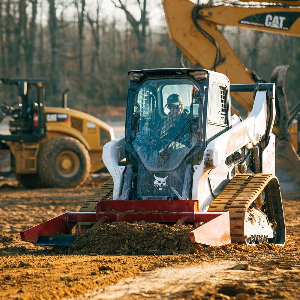 Titan Attachments 72in Skid Steer Grader, Universal Quick Tach, Triple Cutting Edge Box Grader, Push and Pull Road Grader