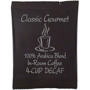 classic gourmet decaf 4 cup coffee filterpack for hotels and motels- case of 200