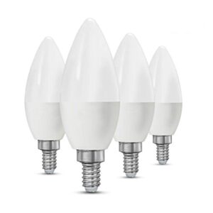 ctkcom 5w e14 base led candelabra bulbs(4 pack)- 60watt light bulbs equivalent e14 base c37 daylight white 6000k led candle light bulb,ceiling fan lights,decorative led bulb,650lm,ul-listed,ac 85-265v