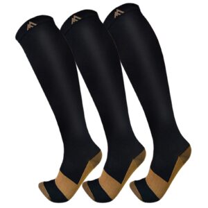 fuelmefoot 3 pack copper compression socks - compression socks women & men circulation - best for medical,running,athletic