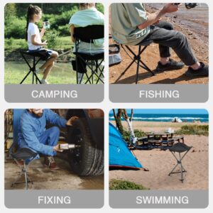 PORTAL Compact Folding Tripod Stool, Portable Tripod Chair 3 Legs for Camping Outdoor Hiking Hunting Fishing Picnic Travel Beach BBQ Garden Lawn, Supports 225 lbs, Black