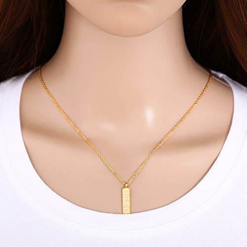 SKQIR Womens Girls Stainless Steel XANAX Pill ID Bar Pendant Necklace Jewelry-Gold