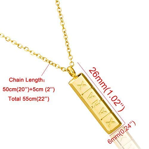 SKQIR Womens Girls Stainless Steel XANAX Pill ID Bar Pendant Necklace Jewelry-Gold