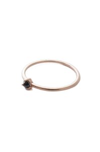 honeycat black iron ore crystal point ring in 18k rose gold plate | minimalist, delicate jewelry (rg, 6)