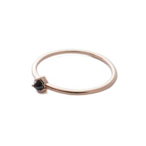 Honeycat Black Iron Ore Crystal Point Ring in 18k Rose Gold Plate | Minimalist, Delicate Jewelry (RG, 6)