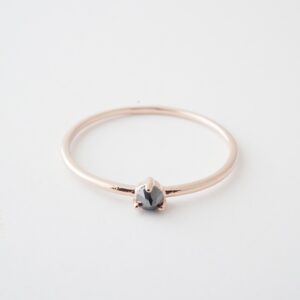 Honeycat Black Iron Ore Crystal Point Ring in 18k Rose Gold Plate | Minimalist, Delicate Jewelry (RG, 6)