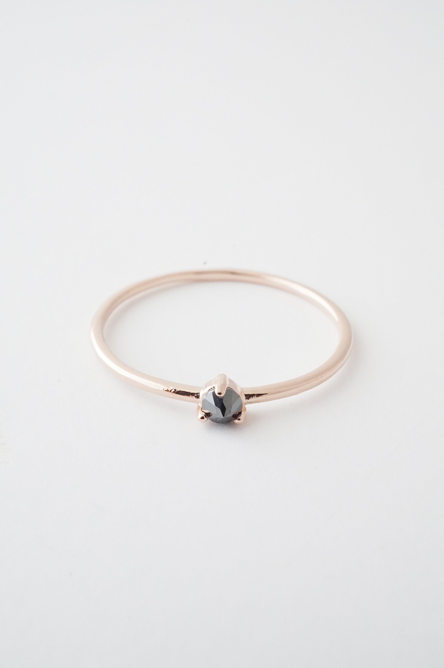 Honeycat Black Iron Ore Crystal Point Ring in 18k Rose Gold Plate | Minimalist, Delicate Jewelry (RG, 6)