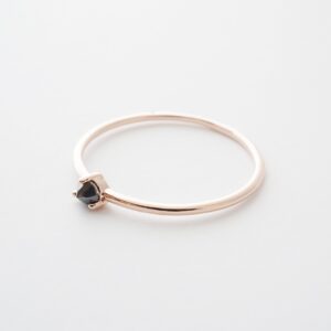 Honeycat Black Iron Ore Crystal Point Ring in 18k Rose Gold Plate | Minimalist, Delicate Jewelry (RG, 6)