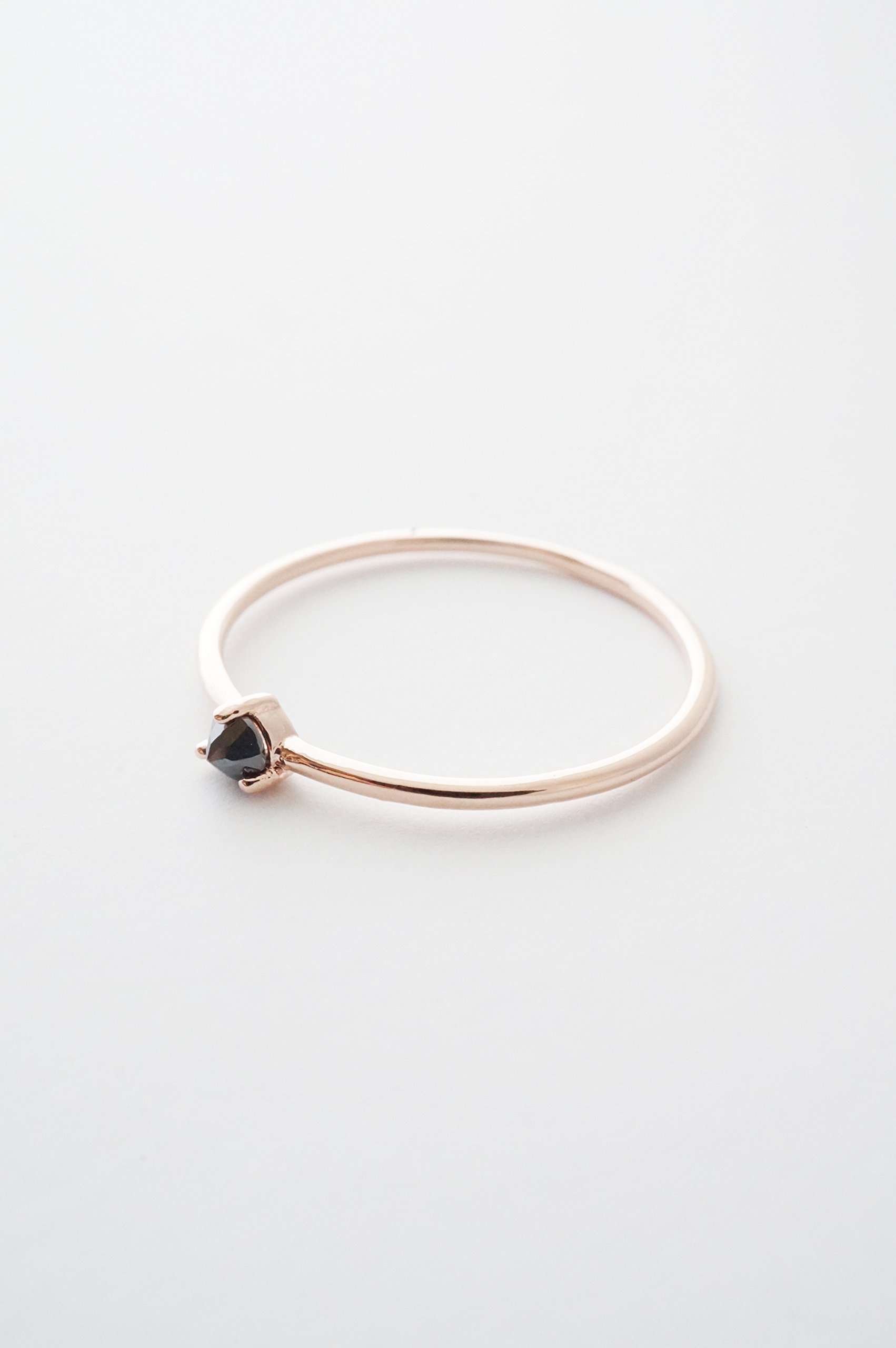 Honeycat Black Iron Ore Crystal Point Ring in 18k Rose Gold Plate | Minimalist, Delicate Jewelry (RG, 6)