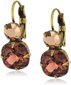 sorrelli roundabout drop earrings, antique gold-tone finish, mahogany