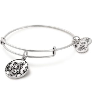 alex and ani divine guides expandable bangle bracelet for women, saint anthony of padua charm, rafaelian silver finish, 2 to 3.5 in