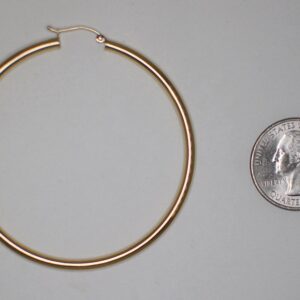 Extra Large 14K Yellow Gold Thick Tube Hoop Earrings, (3mm Tube) (60mm)