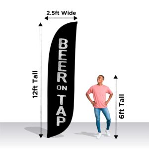 LookOurWay Feather Flag Banner - 12 Feet Tall Advertising Flags for Outdoor Business and Events Promotion - Swooper Flag Only - Beer & Liquor Flags - Beer on Tap (10M1200127)