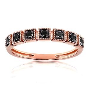 Kobelli Black Diamond Wedding Ring 1/6ct TDW in 10k Rose Gold - Size 6