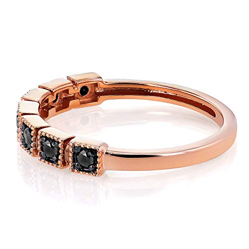 Kobelli Black Diamond Wedding Ring 1/6ct TDW in 10k Rose Gold - Size 6