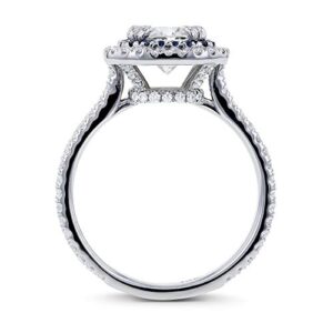 Kobelli 2 Carat TW Moissanite (GH) and Sapphire Cushion Halo Engagement Ring in 14k White Gold - Size 10