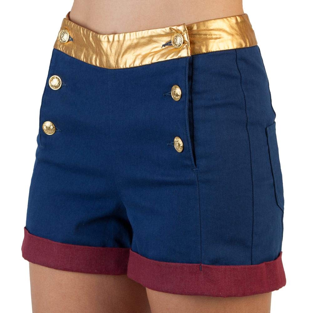 DC Comics Wonder Woman High Waisted Shorts-XX-Large Navy