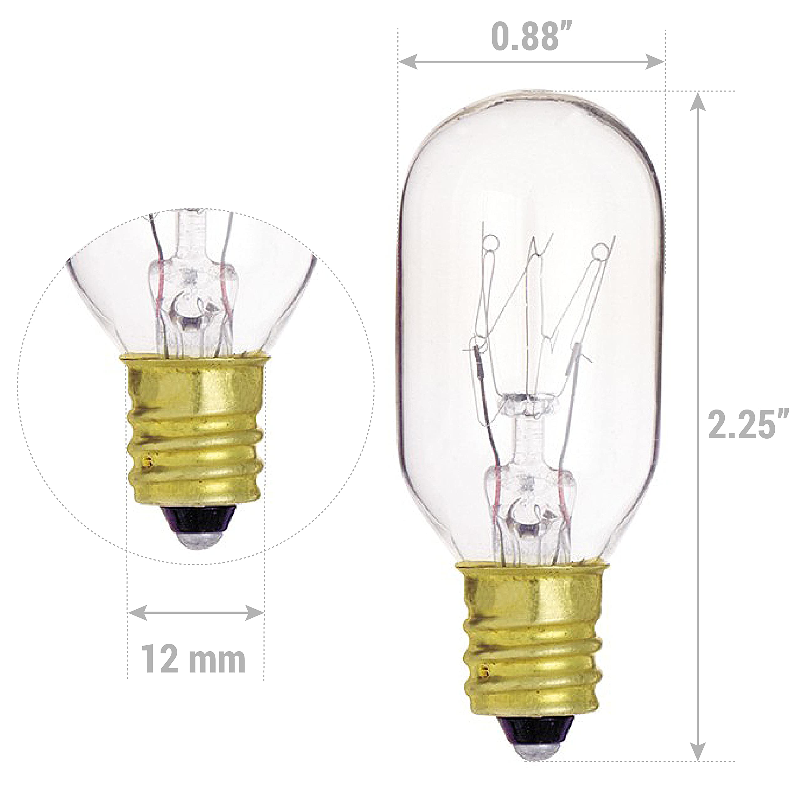 KOR (Pack of 6) 15T7/C - 15W Clear Incandescent Salt Lamp & Appliance Bulb - T7 Light Bulb - with Candelabra E12 Base - 15T7