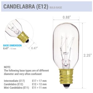 KOR (Pack of 6) 15T7/C - 15W Clear Incandescent Salt Lamp & Appliance Bulb - T7 Light Bulb - with Candelabra E12 Base - 15T7