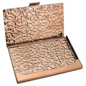 yobansa stainless steel sculpture rose gold business card holder credit card holder name card case business card case for men and women (rose gold 02)