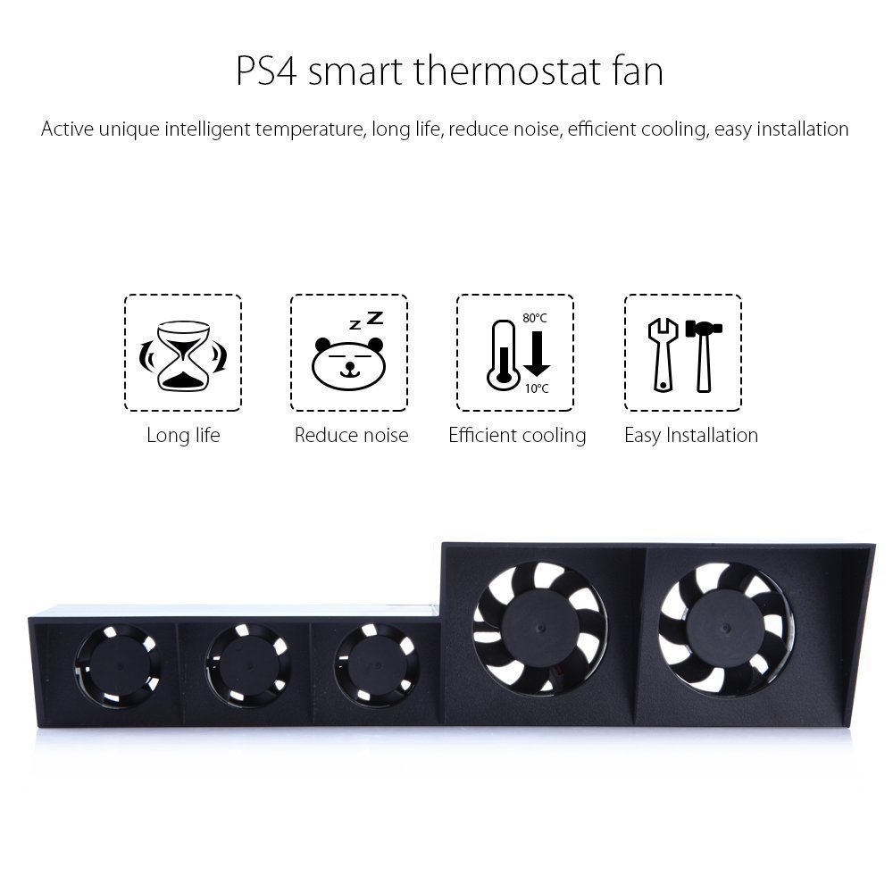 Linkstyle PS4 Cooling Fan, USB External Cooler 5 Fan Turbo Temperature Control Cooling Fans for Sony Playstation Gaming Console