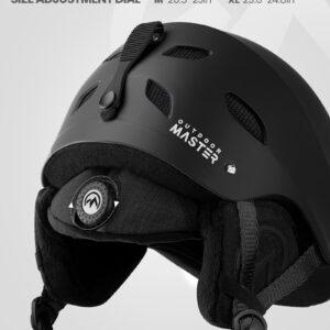 OutdoorMaster Kelvin Ski Helmet - Snowboard Helmet for Men, Women & Youth (Black,L)