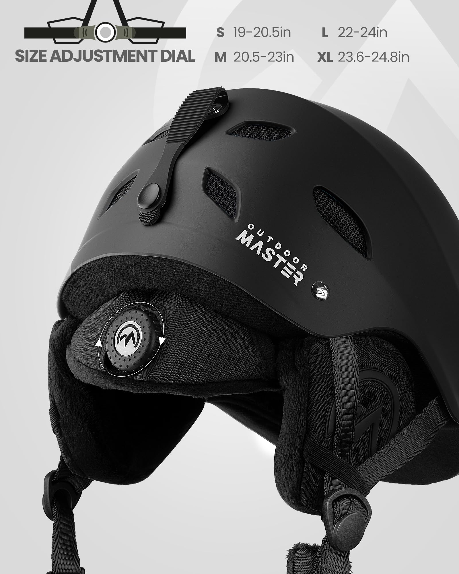 OutdoorMaster Kelvin Ski Helmet - Snowboard Helmet for Men, Women & Youth (Black,L)