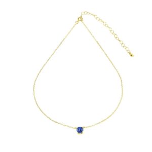 B. BRILLIANT Blue Necklaces for Women Yellow Gold Flashed Sterling Silver Royal Crystal Solitaire Chokers for Bridesmaids Fashion Trendy Summer