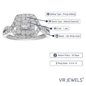 Vir Jewels 1 cttw Diamond Criss-Cross Wedding Engagement Ring 14K White Gold Square Bridal Size 7