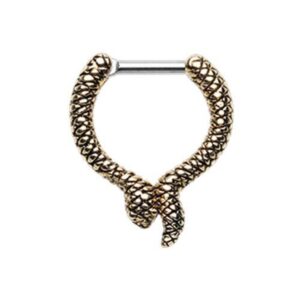 freedom fashion slithering snake gold plated steel septum clicker