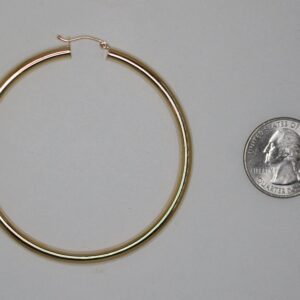 Extra Large 14K Yellow Gold Thick Tube Hoop Earrings w/Click-Down Clasp, 65mm (4mm Tube)