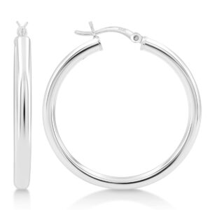 sterling silver hoop earrings - 3mm x 35mm click-top tube hoop