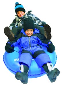 slippery racer 60 inch airdual adults and kids inflatable sledding snow tube sled rider with 4 reinforced handles for 2 riders, blue