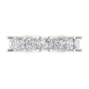 2.03 carat princess cut zircon 14k white gold eternity designer art deco everlasting danity statement ring band sz 8.5