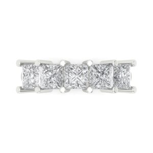 2.5 carat princess cut zircon 14k white gold eternity designer art deco everlasting danity statement ring band sz 6.5