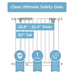 Perma Child Safety Stellar Sensor LED Auto Lock Safe Step Walk Through Baby Gate for Stairs, Pressure Mounted, White