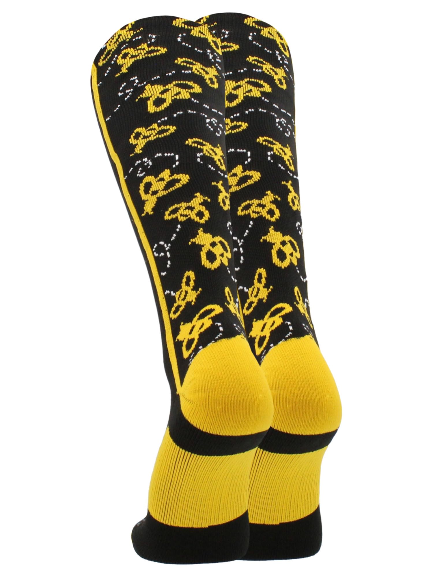 Crazy Socks with Bumble Bees Over the Calf (Black/Gold, Small)