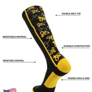 Crazy Socks with Bumble Bees Over the Calf (Black/Gold, Small)