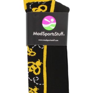 Crazy Socks with Bumble Bees Over the Calf (Black/Gold, Small)