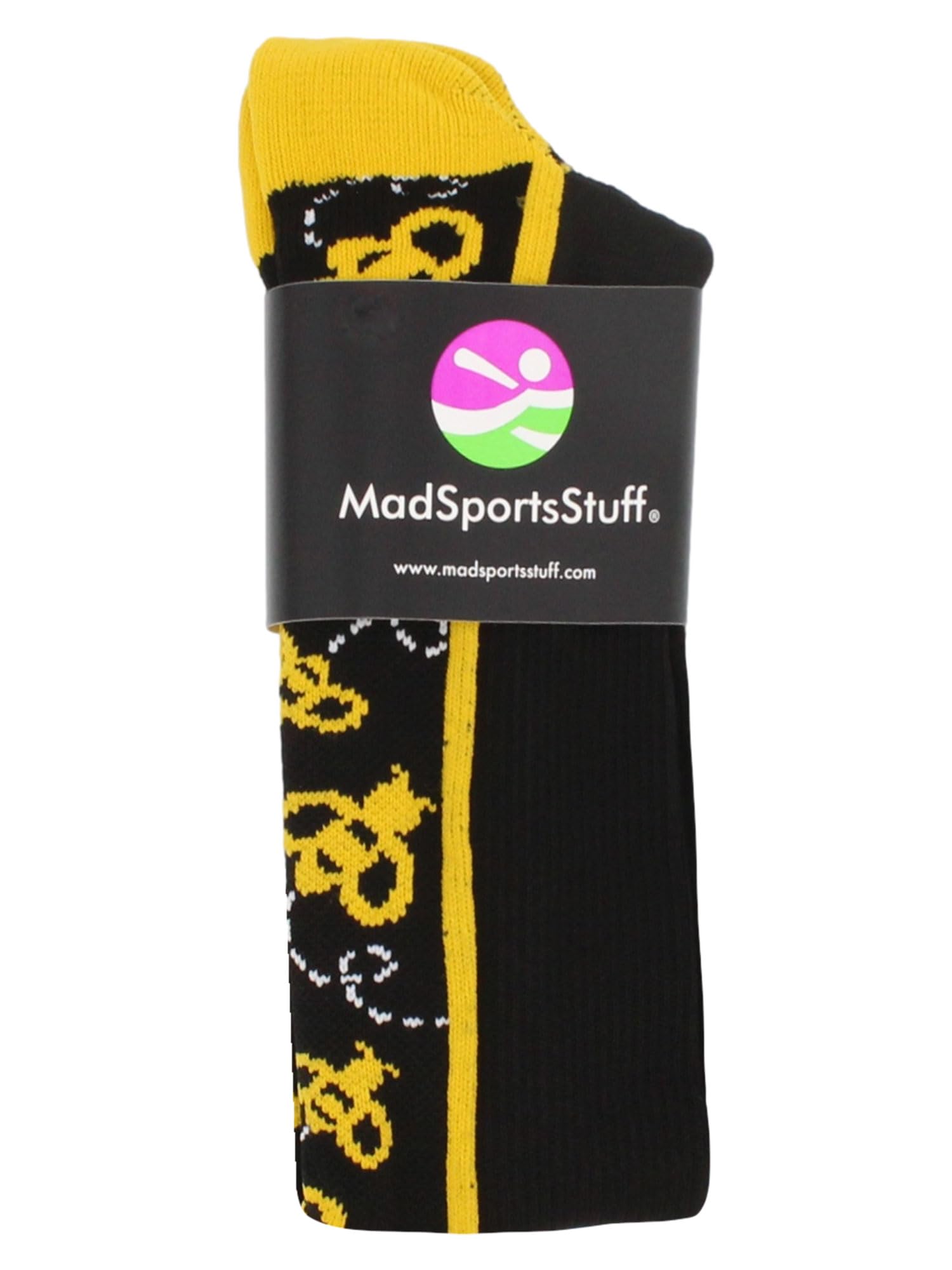 Crazy Socks with Bumble Bees Over the Calf (Black/Gold, Small)